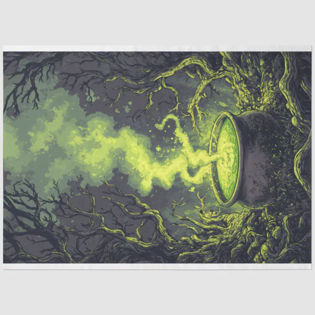 Green Magic Potion Cauldron Halloween Decoupage Tissue Paper | Zazzle