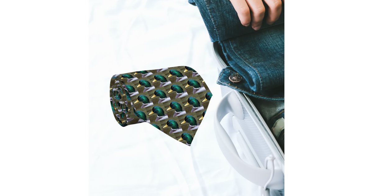 Green Mallard Duck Head Pattern Neck Tie | Zazzle