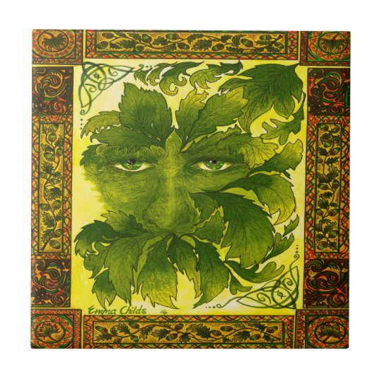 Green Man ceramic wall tile | Zazzle.com
