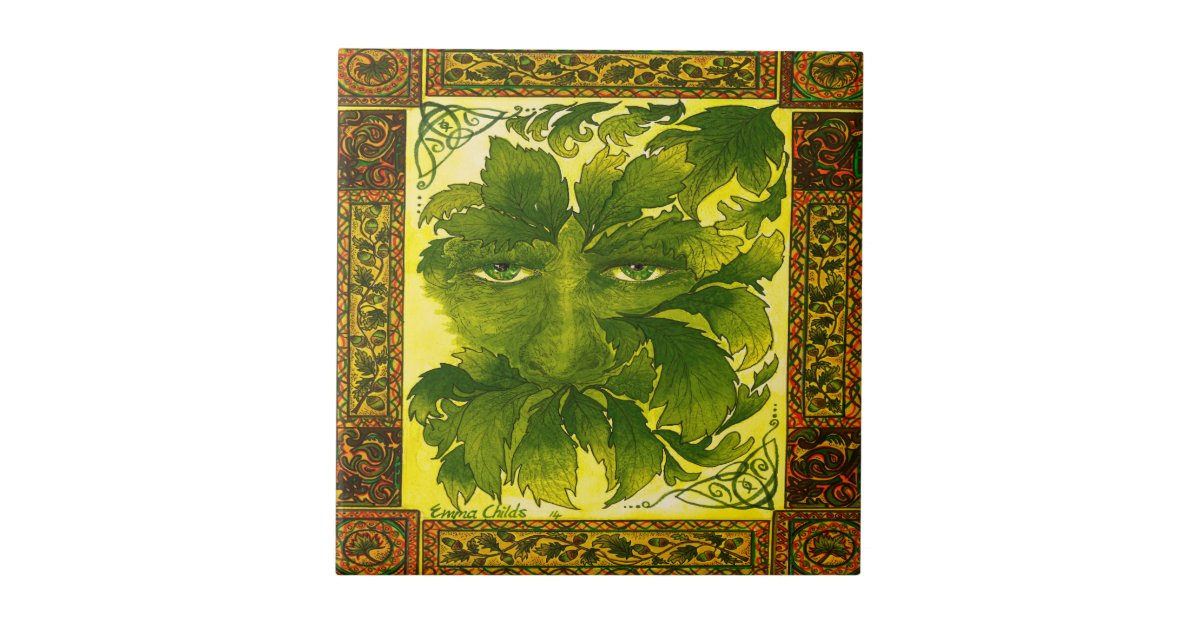 Green Man ceramic wall tile | Zazzle