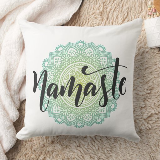 Green Mandala Namaste Pillow | Zazzle