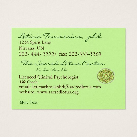 Green Mandala New Age Professional Profile Card | Zazzle.com