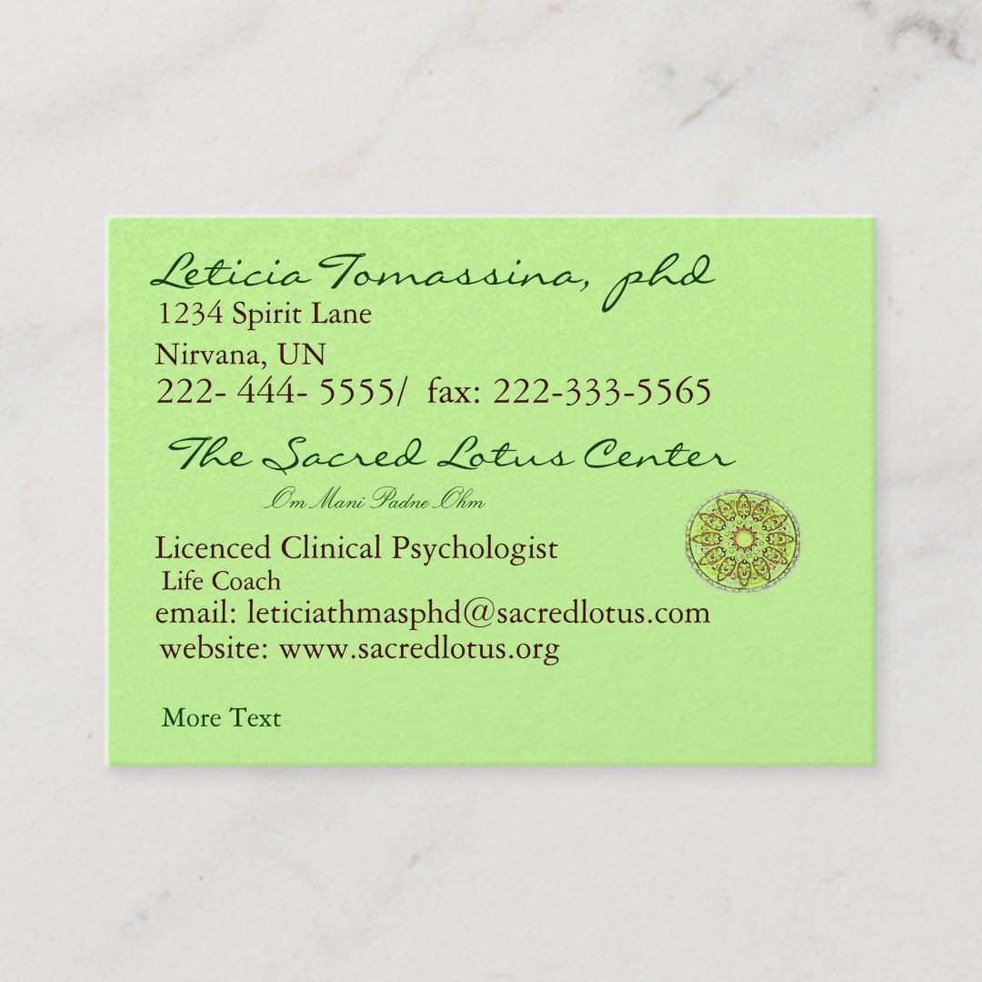 Green Mandala New Age Professional Profile Card | Zazzle