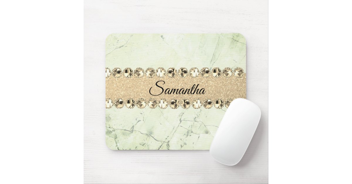 Green Marble Diamond Bling Mouse Pad | Zazzle