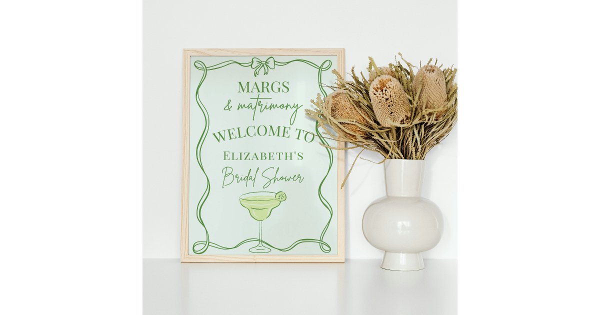Green Margs and Matrimony Bridal Shower Welcome Poster | Zazzle