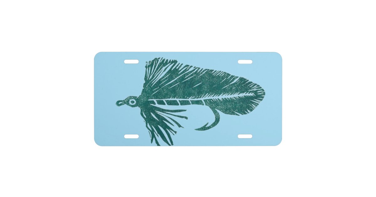 Green Matuka streamer, fly fishing, fly tying art License Plate | Zazzle