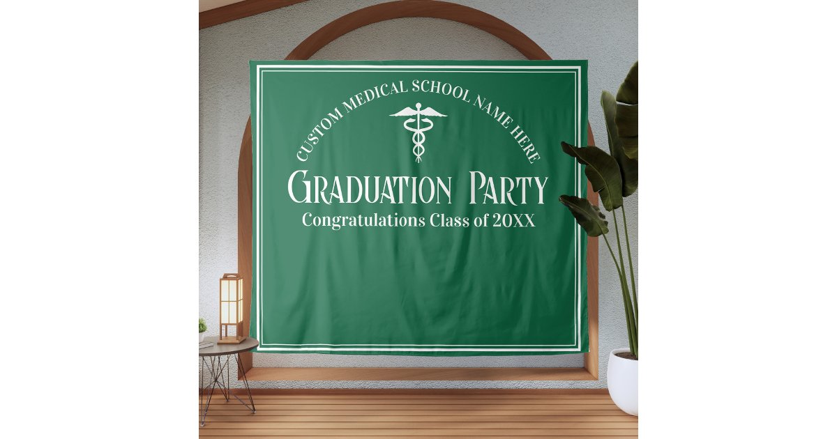 Green Medical School Graduation Party Photo Booth Tapestry | Zazzle