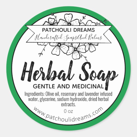 Green Medicinal Herbal Handmade Soap Classic Round Sticker | Zazzle.com