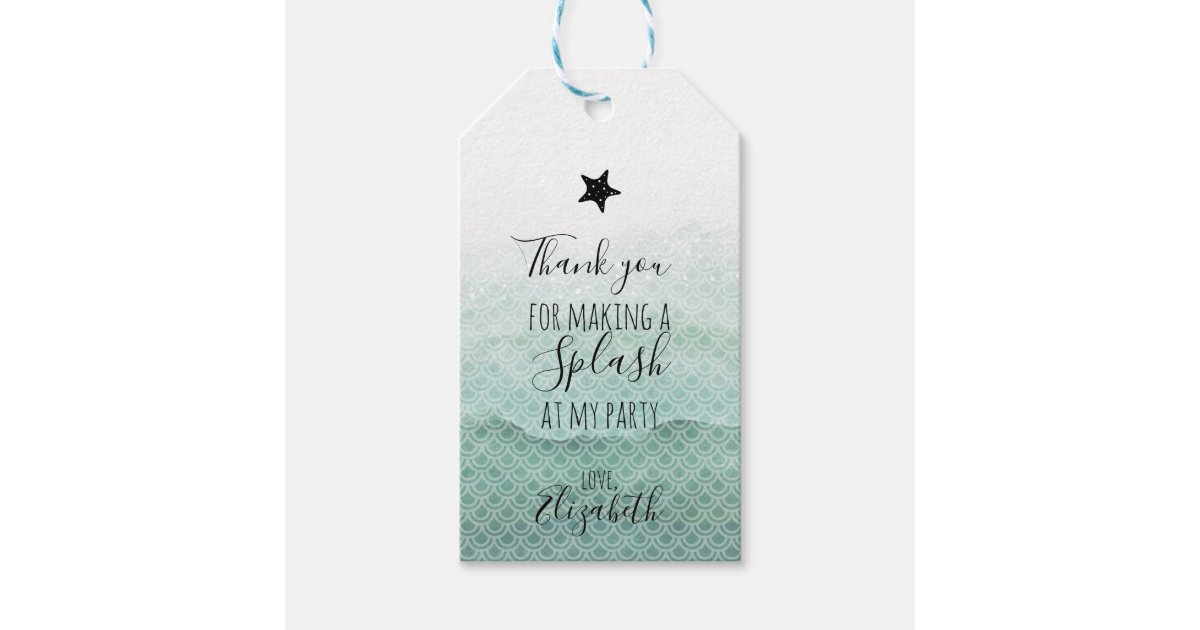 Green Mermaid Birthday Party Gift Tags | Zazzle