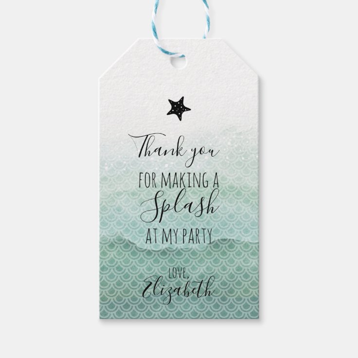 Green Mermaid Birthday Party Gift Tags | Zazzle