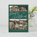 Green Merry Christmas Calligraphy Script 5 Photo Holiday Card | Zazzle