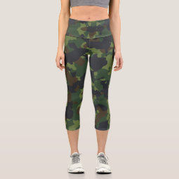 Green Military Army Camouflage Camo Capri Leggings | Zazzle