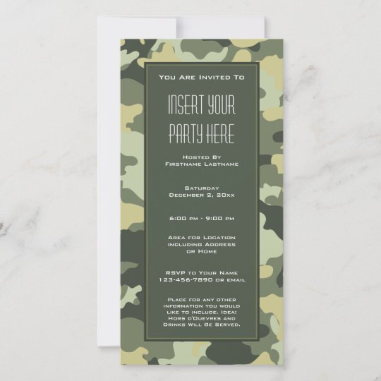 Green Military Camouflage Party Invitation | Zazzle.com