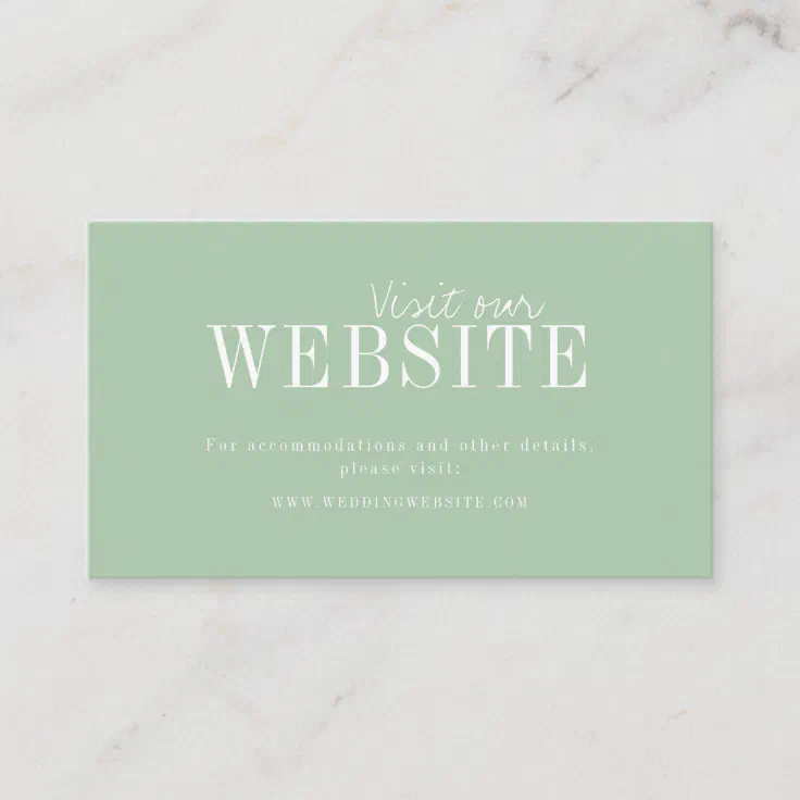 Green minimalist typographic website Insert card | Zazzle