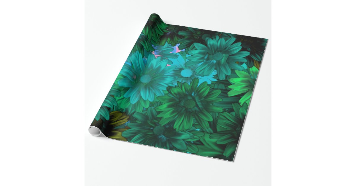 Green modern floral wrapping paper | Zazzle