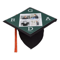 Green modern graphic photo collage graduation graduation cap topper ...