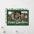 Green Modern Lettering Four Photo Merry Christmas Holiday Card | Zazzle