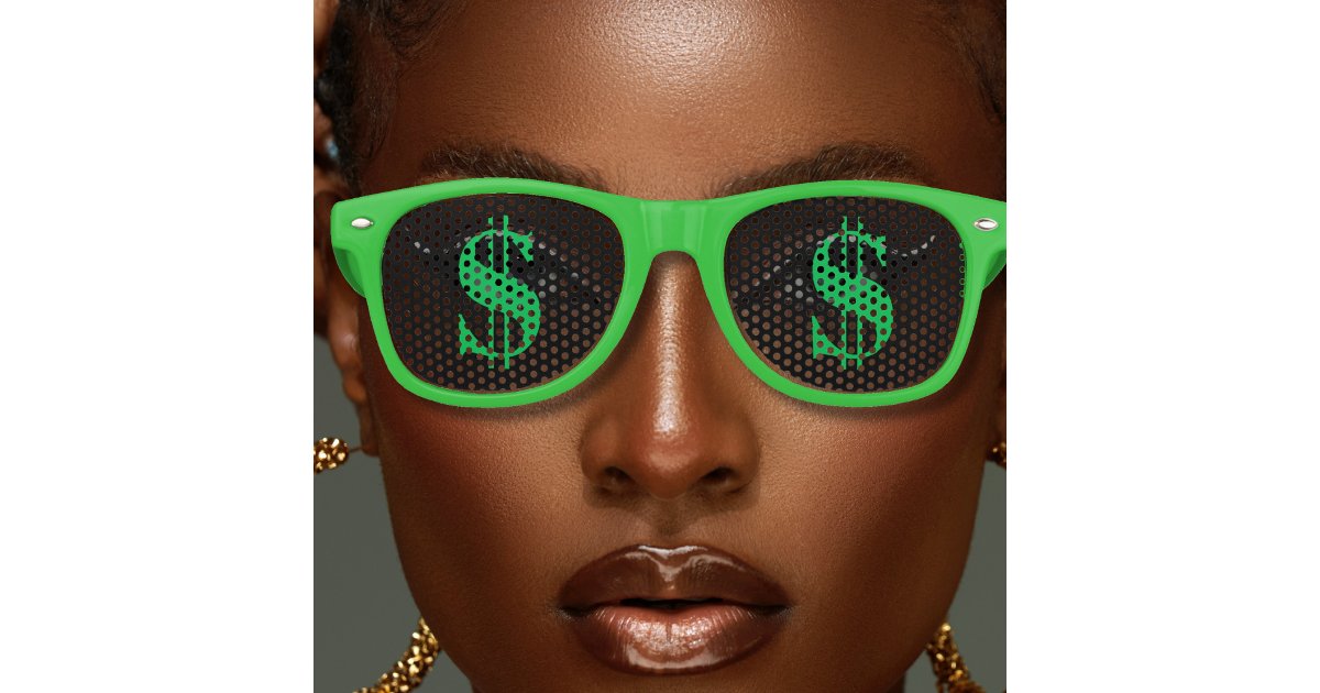 Green Money Dollar Sign Retro Sunglasses | Zazzle