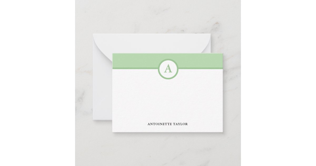 Green Monogram Personalized Note Cards | Zazzle