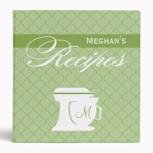 Green Monogram Recipe Book Binder | Zazzle.com