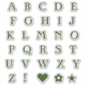 Green Monogram Text Letters | Alphabet Heart Star Sticker | Zazzle