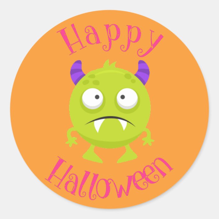 Green Monster Fun Kids Halloween Party Classic Round Sticker | Zazzle.com