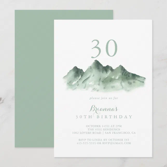 Green Mountain Country 30th Birthday Party Invitation | Zazzle
