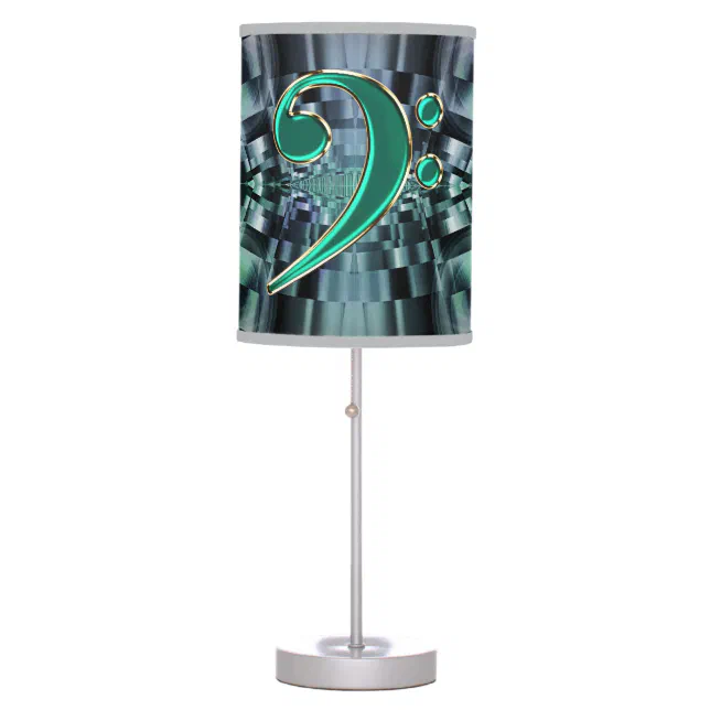 Green Music Bass Clef Fractal Table Lamp | Zazzle