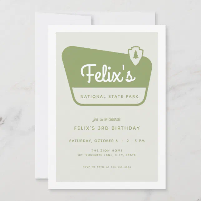 Green National Parks Sign Birthday Invitation | Zazzle