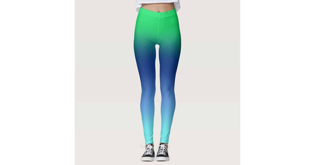 Green Navy Aqua Gradient Leggings | Zazzle