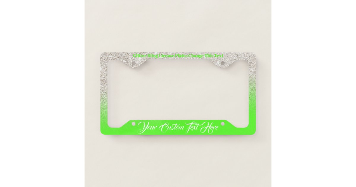 Green Neon Beige Lady printed sparkle effect Bling License Plate Frame ...