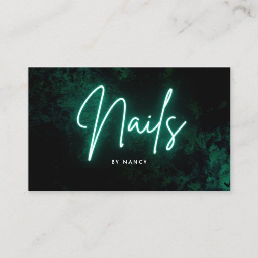 Green Neon Nail Artist Nail Tech Business Card | Zazzle