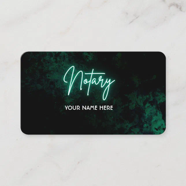 Green Neon Notary Business Card | Zazzle