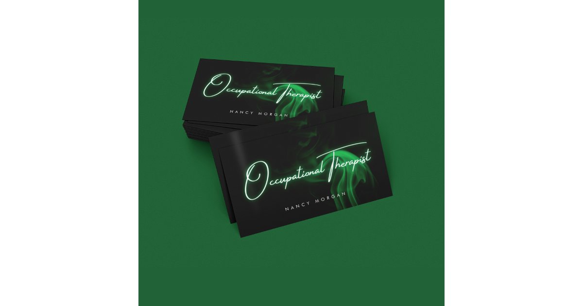 Green Neon Occupational Therapist Business Card | Zazzle