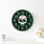 Green Neon Skull Custom Name Man Cave Clock | Zazzle