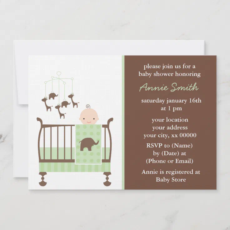 Green Nursery Baby Shower Invitation | Zazzle