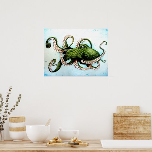 Green Octopus Poster | Zazzle
