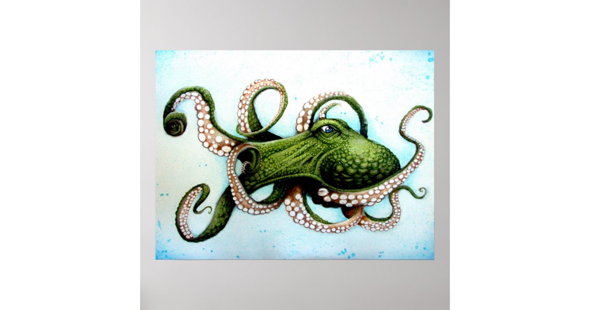 Green Octopus Poster | Zazzle