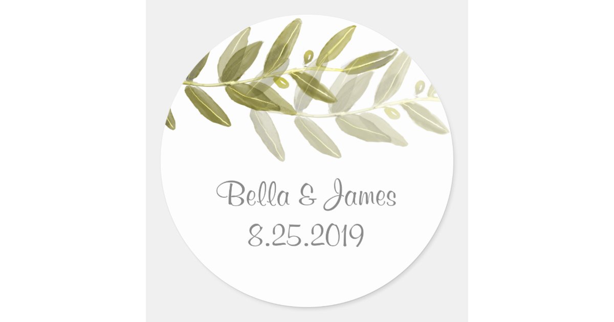 Green Olive Branch Classic Round Stickers | Zazzle