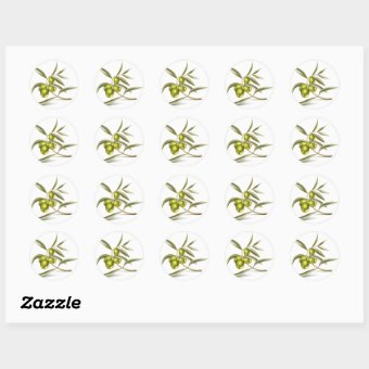 Green olives branch classic round sticker | Zazzle