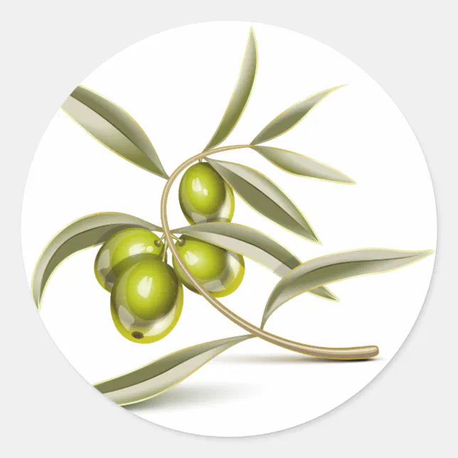 Green olives branch classic round sticker | Zazzle