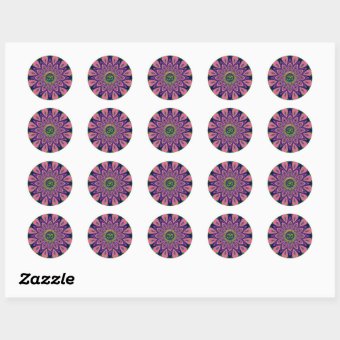 Green Om Funky Pink and Indigo Mandala Classic Round Sticker | Zazzle