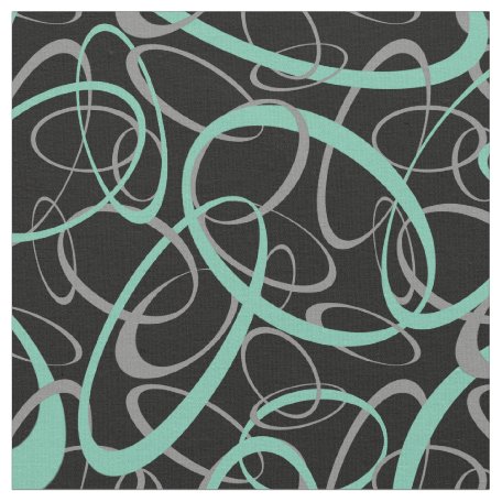 Green and Gray Retro Shapes Pattern Fabric | Zazzle