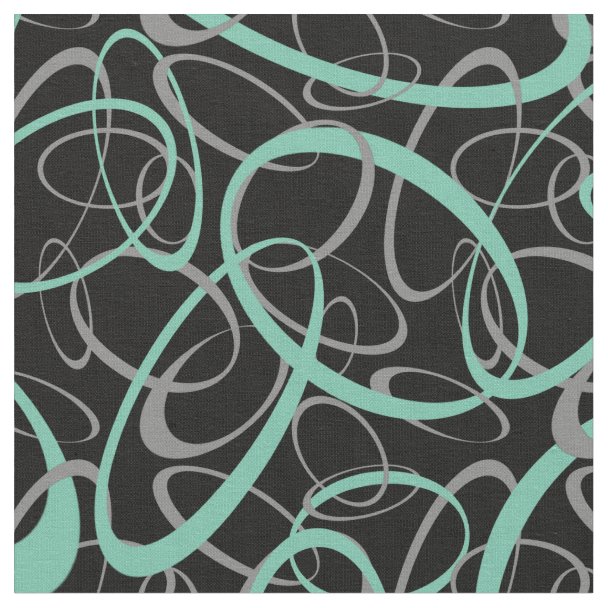 Green and Gray Retro Shapes Pattern Fabric | Zazzle