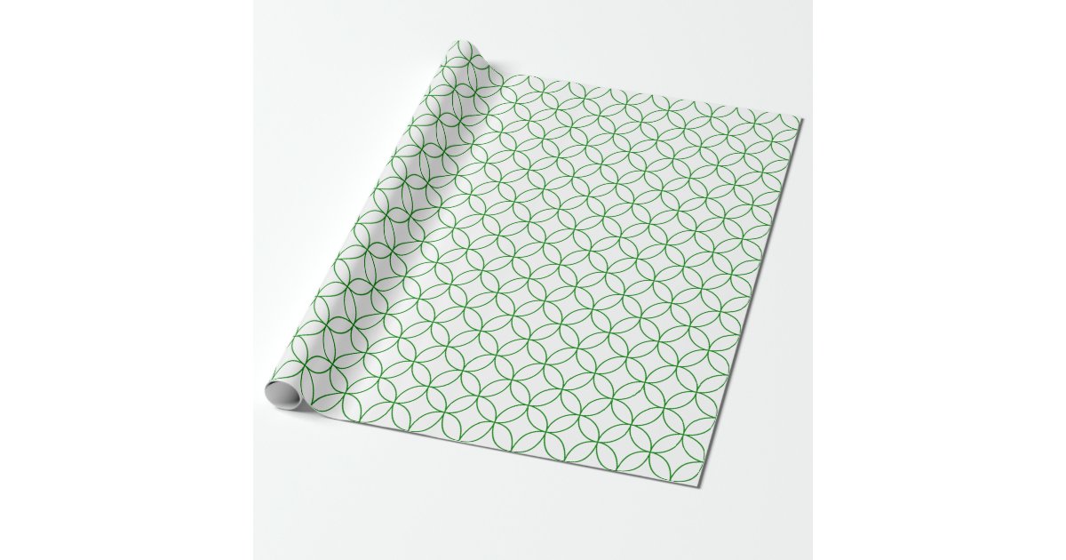 Green on White Overlapping Circles Wrapping Paper | Zazzle