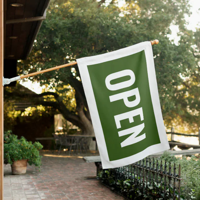 GREEN OPEN SIGN FLAG | Zazzle