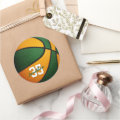 green orange boys girls basketball team colors classic round sticker ...