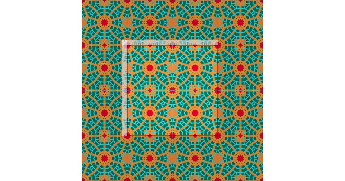 Green Orange & Red Stylish Geometric Pattern Fabric | Zazzle