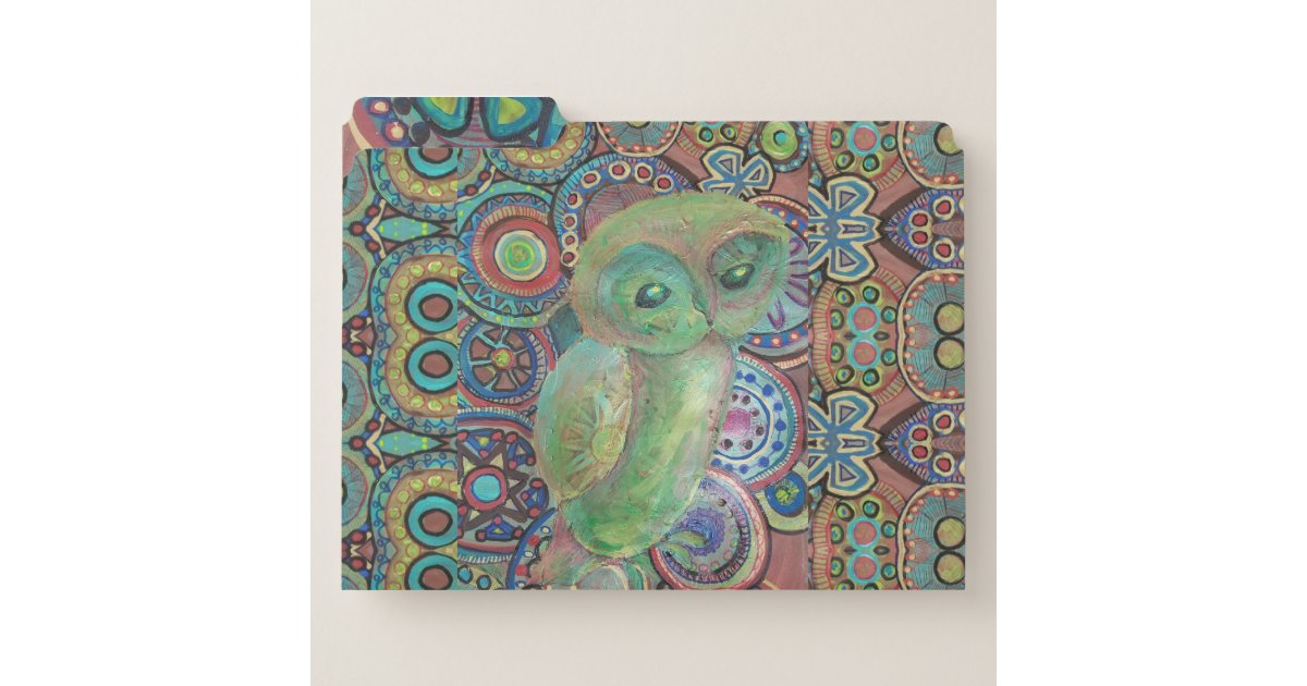 green owl file folder | Zazzle