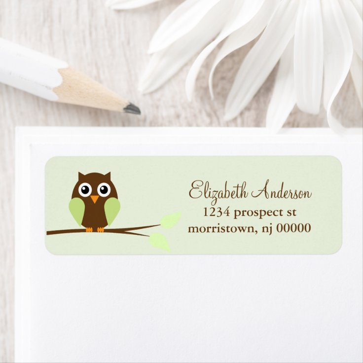 Green Owl Return Address Labels | Zazzle